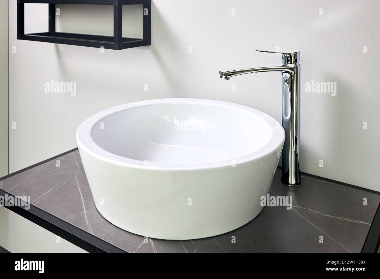 Interior of bathroom with washbasin and faucet. Bathroom interior sink ...