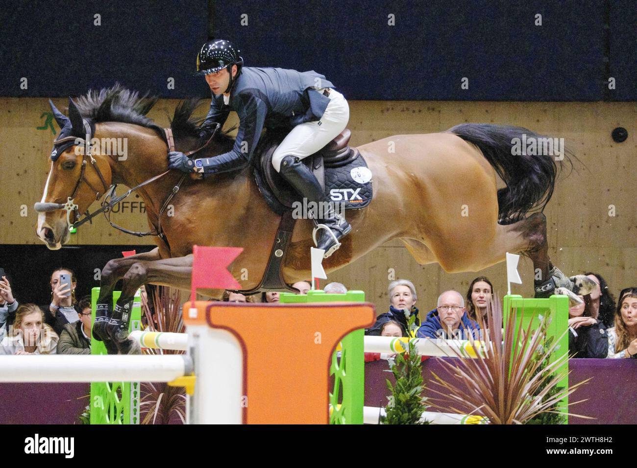Paris, France. 17th Mar, 2024. Julien ANQUETIN (FRA) riding BLOOD ...