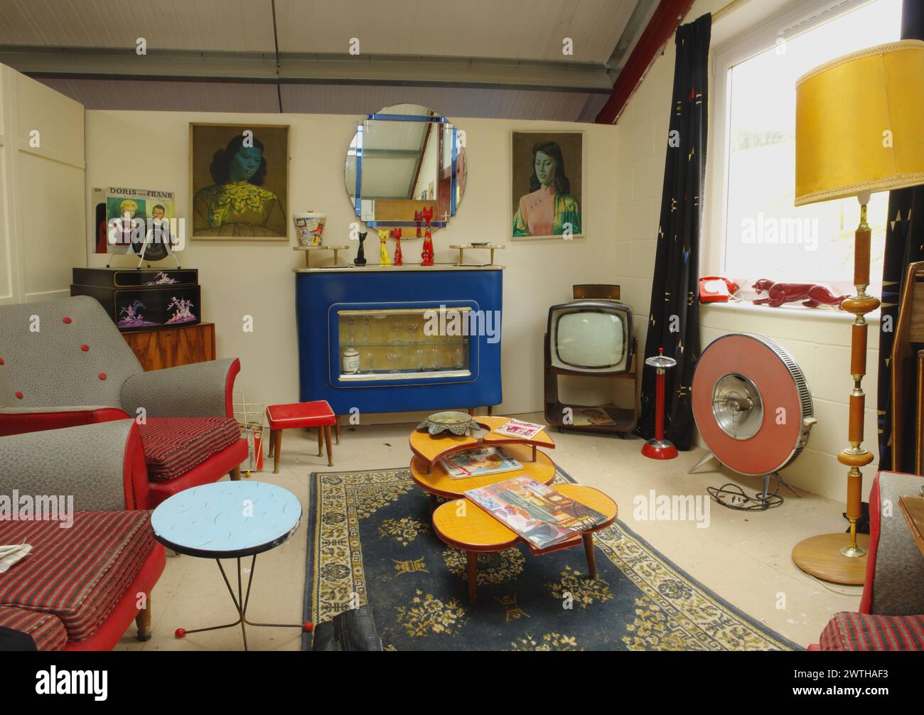 Living Room, Exhibit, 1950`s Museum, Denbigh, North Wales, United ...