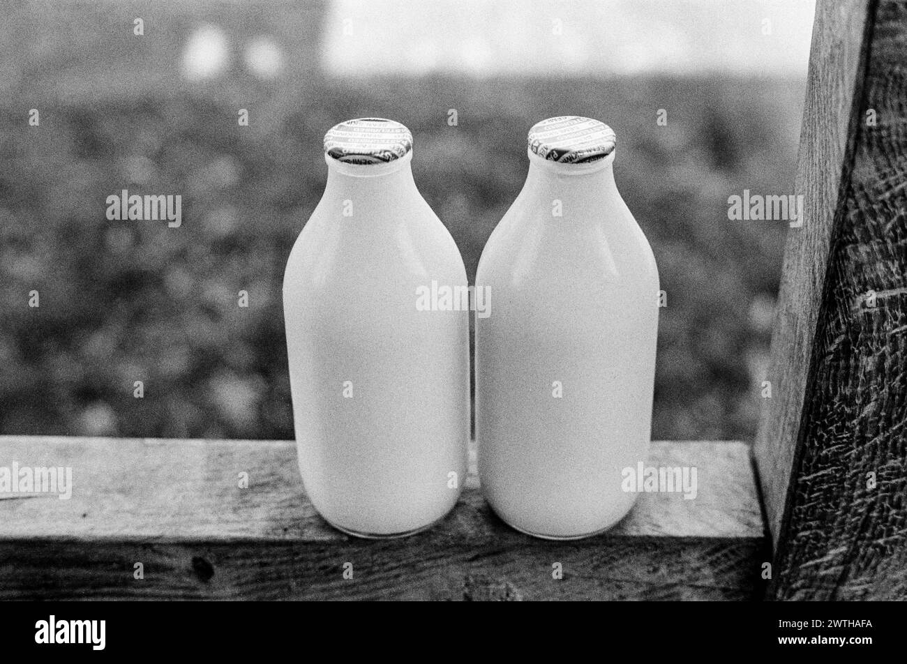 Reusable glass milk bottles Black and White Stock Photos & Images - Alamy