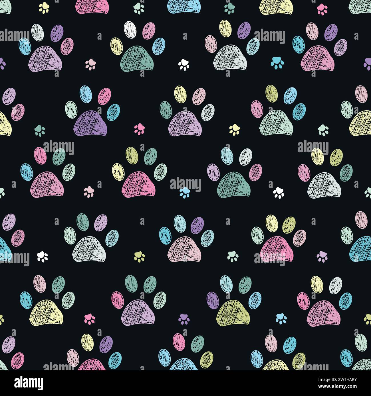 Doodle colorful paw prints hi-res stock photography and images - Alamy