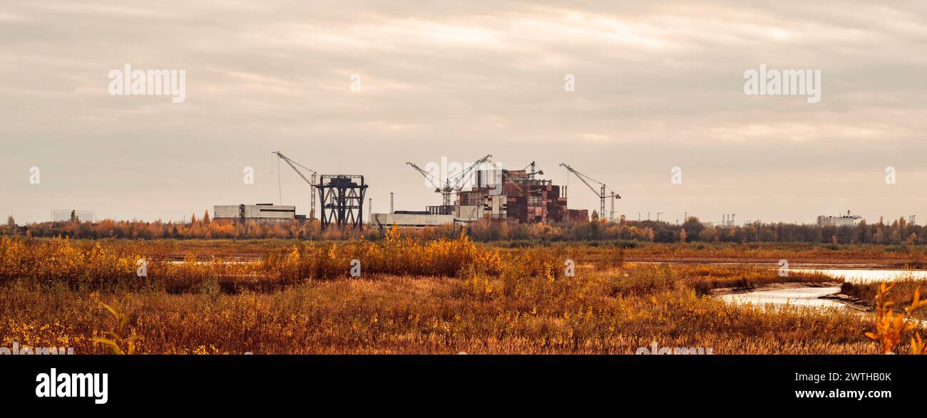View on the Unfinished reactor of Unit 5 and 6 Chernobyl Nuclear Power ...