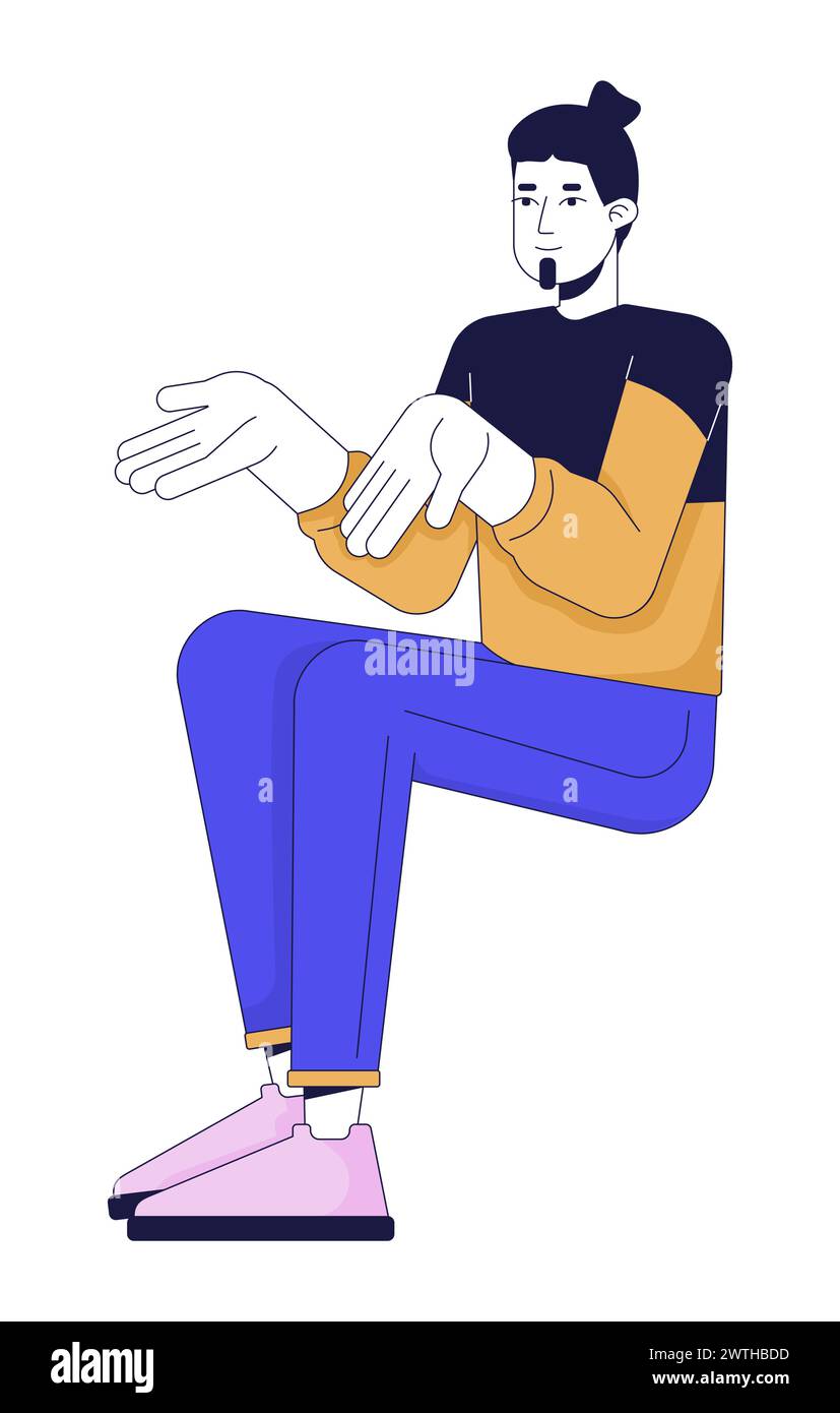 Young man shrugging 2D linear cartoon character Stock Vector Image ...