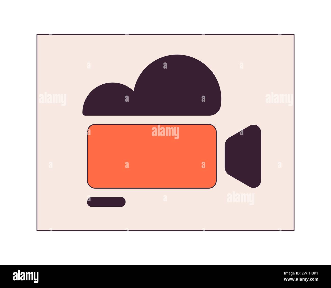 Vintage video camera in frame 2D linear cartoon object Stock Vector ...