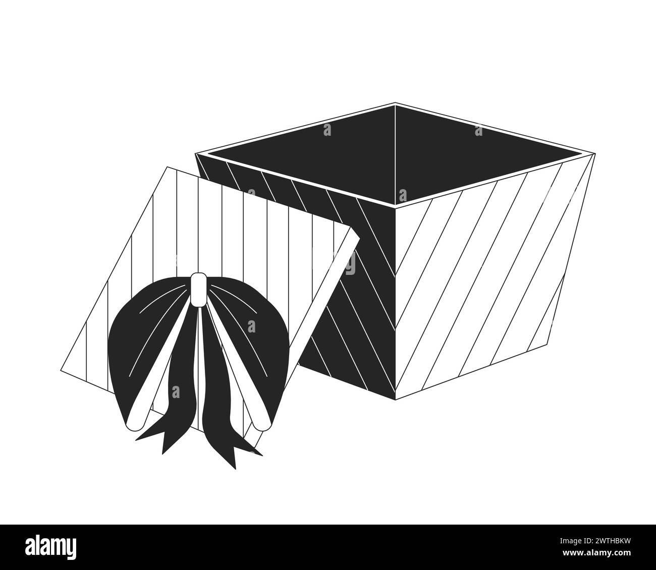Gift box open black and white 2D line cartoon object Stock Vector Image ...