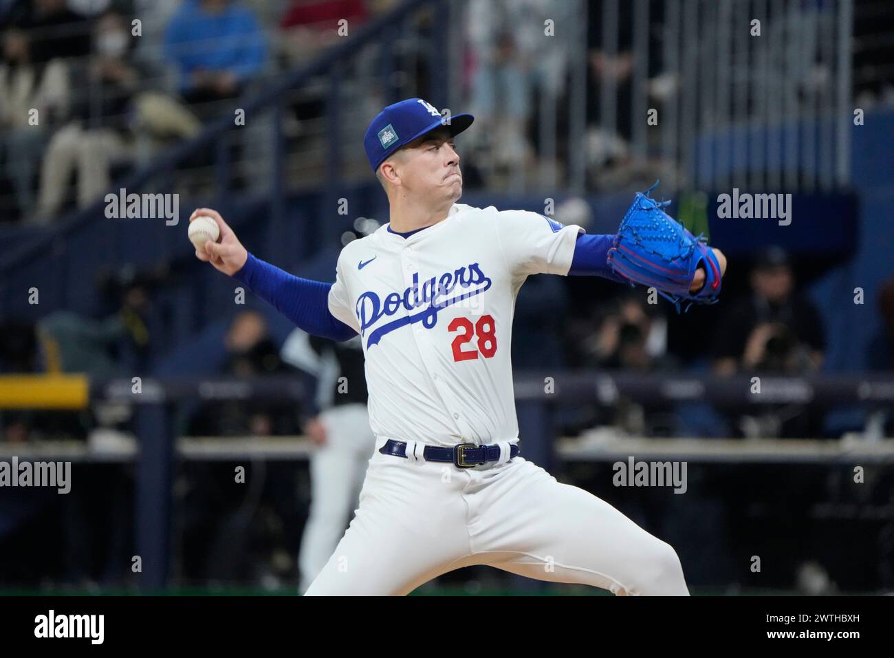 Los Angeles Dodgers' pitcher Bobby Miller pitches in the first inning ...