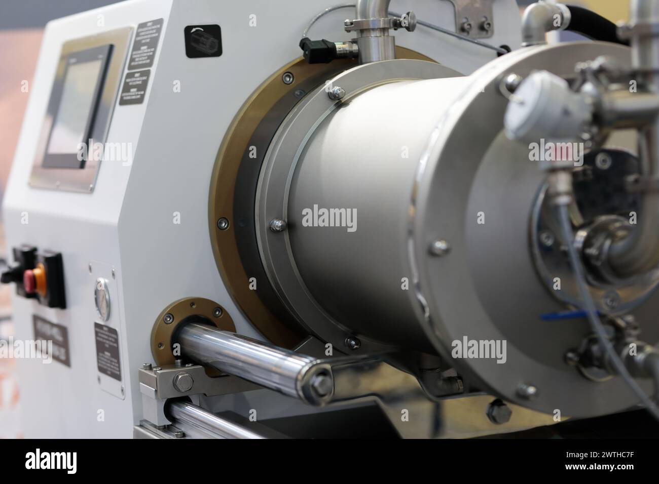 Agitator bead mill with horizontal grinding chamber. Selective focus ...