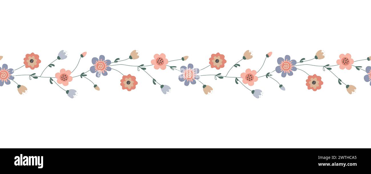 Elegant wavy flower seamless pattern. Spring Scandinavian flowers ...