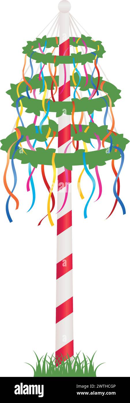 maypole with colorful ribbons isolated vector illustration Stock Vector ...