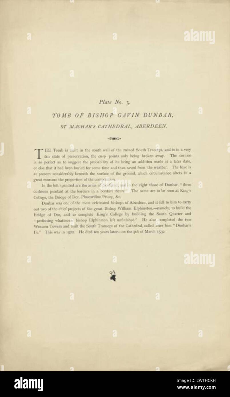 Plans of Local Architectural Features - Tomb of Bishop Gavin Dunbar ...