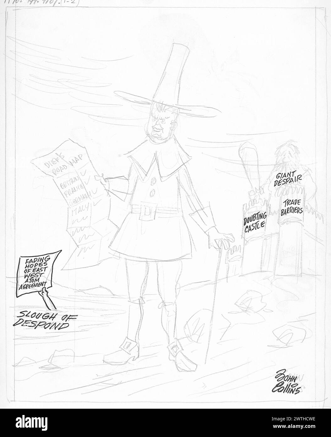 Cartoon - Pilgrim's Progress. John Collins (1917-2007 Stock Photo - Alamy
