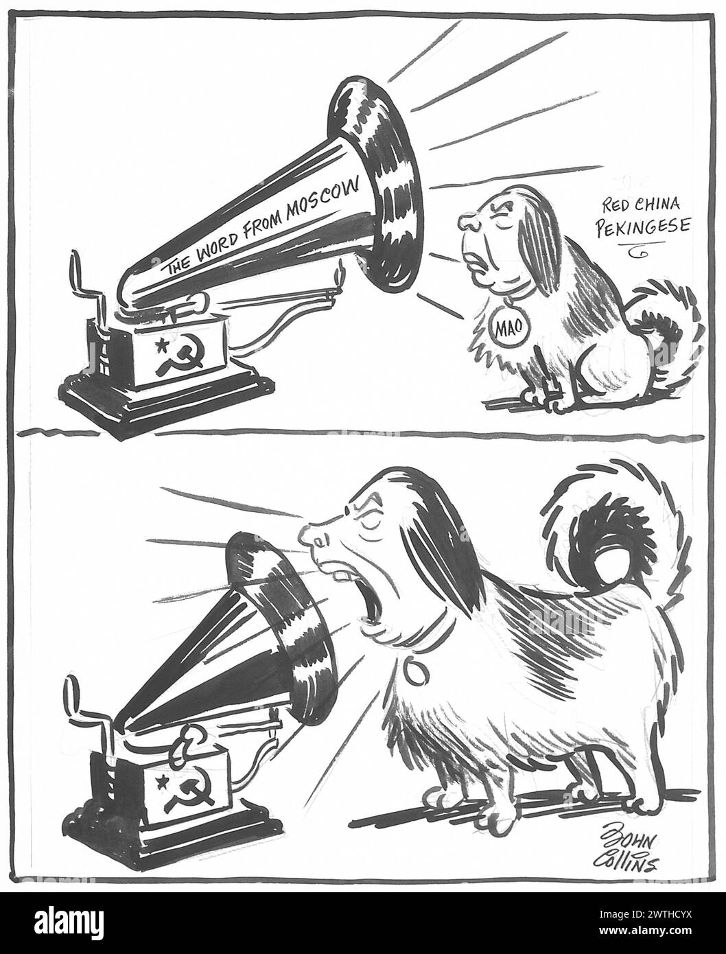 Cartoon - Whose Master's Voice ?. John Collins (1917-2007 Stock Photo ...