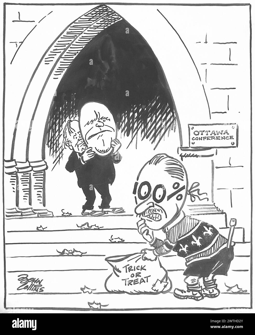 Cartoon - "No Fair-He Wore a False Face Too". John Collins (1917-2007 ...
