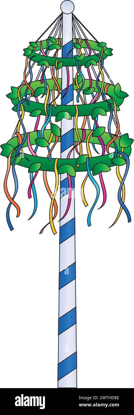 maypole with colorful ribbons isolated vector illustration Stock Vector ...