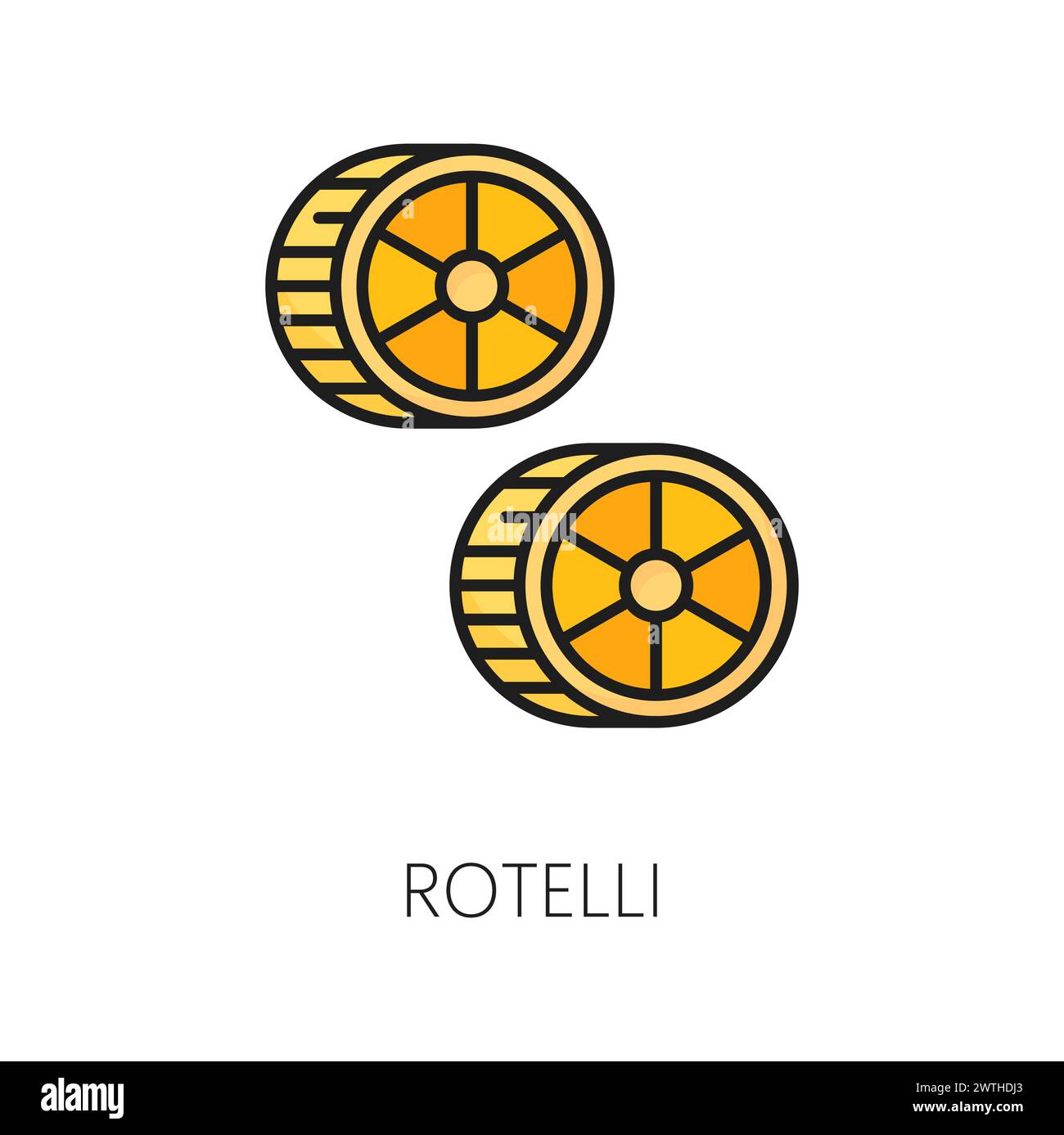 Rotelli wagon wheels shape pasta, Italian cuisine food outline rotelle ...