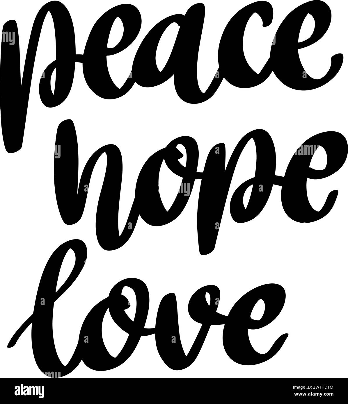 Peace hope love. Lettering phrase isolated on white background Stock ...