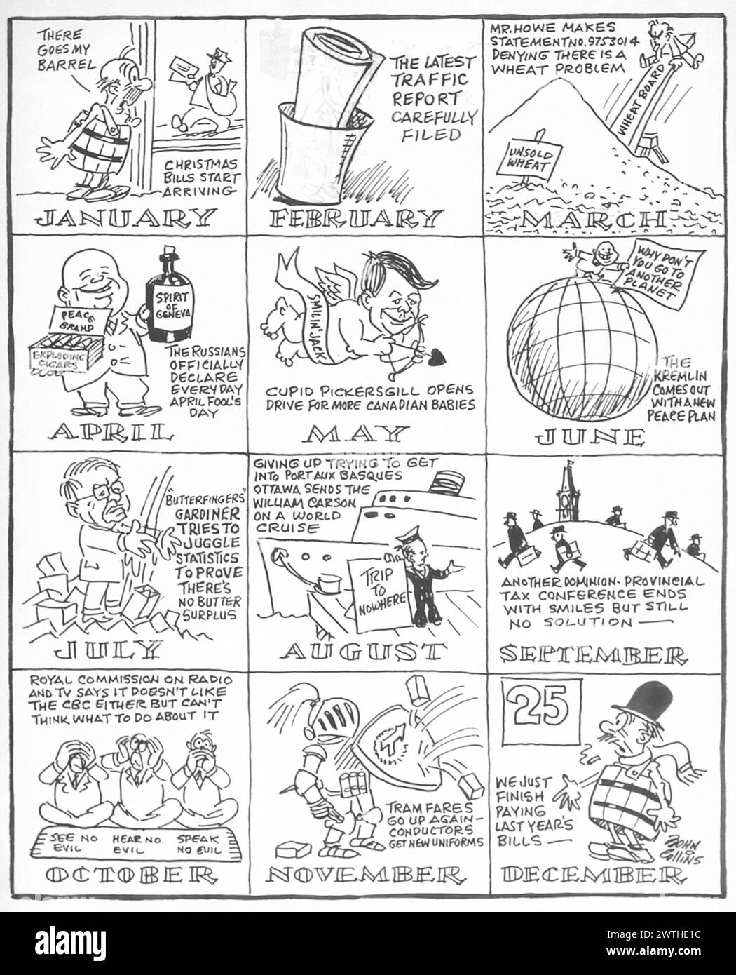 Cartoon - Uno Who's New Year Forecast. John Collins (1917-2007 Stock ...