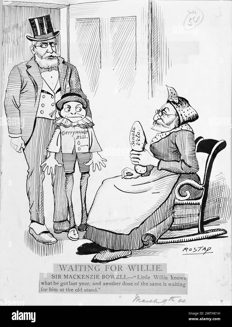 Cartoon - Waiting For Willie Rostap (1866-1949 Stock Photo - Alamy
