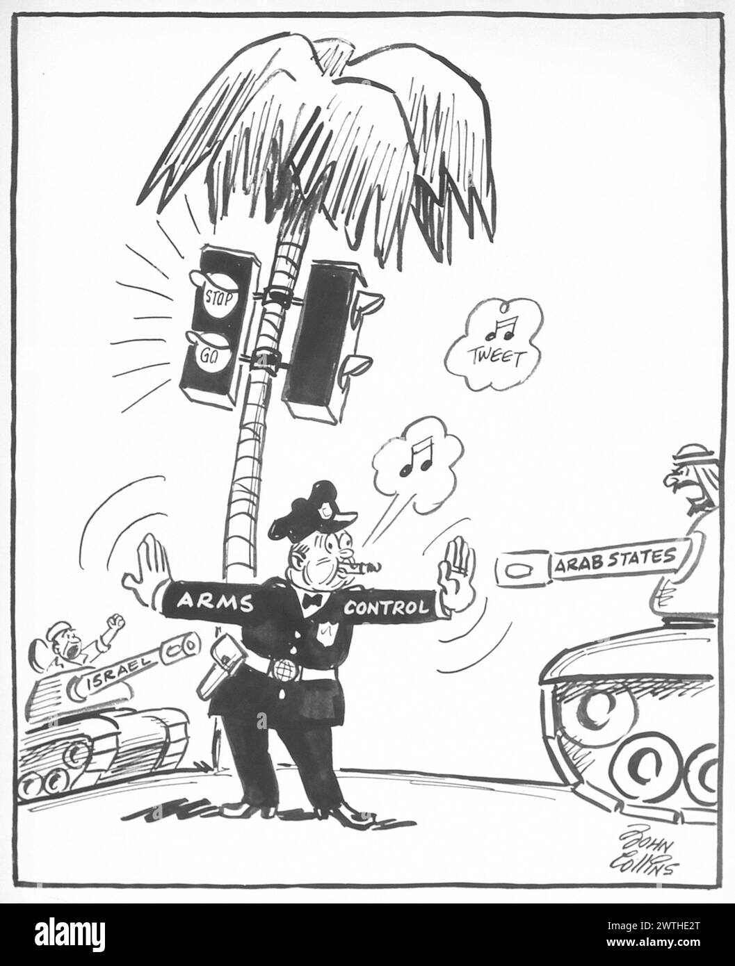 Cartoon - Muddle East Traffic Cop. John Collins (1917-2007 Stock Photo ...