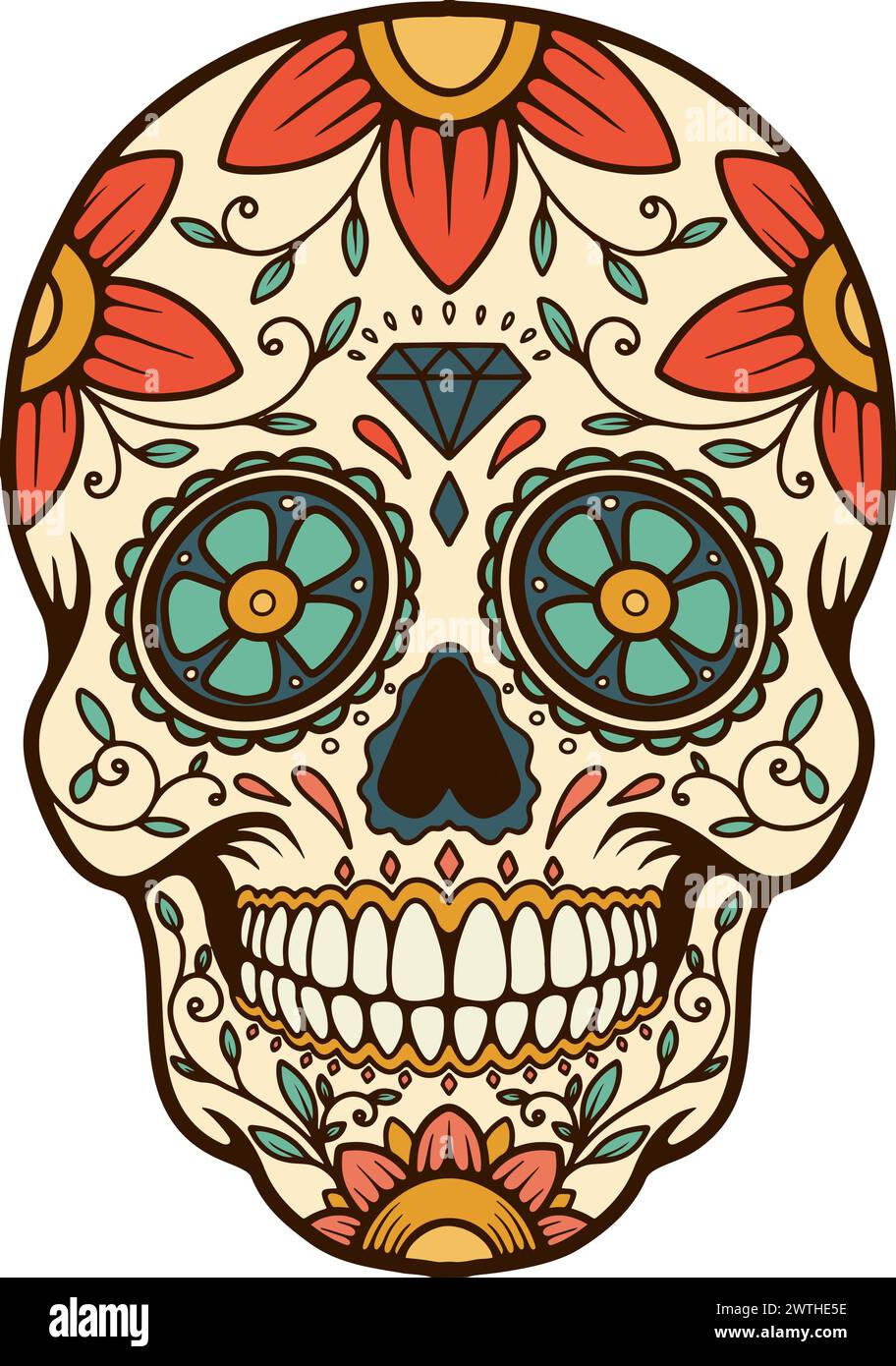 Illustration of mexican sugar skull. Day of the dead. Dia de los ...