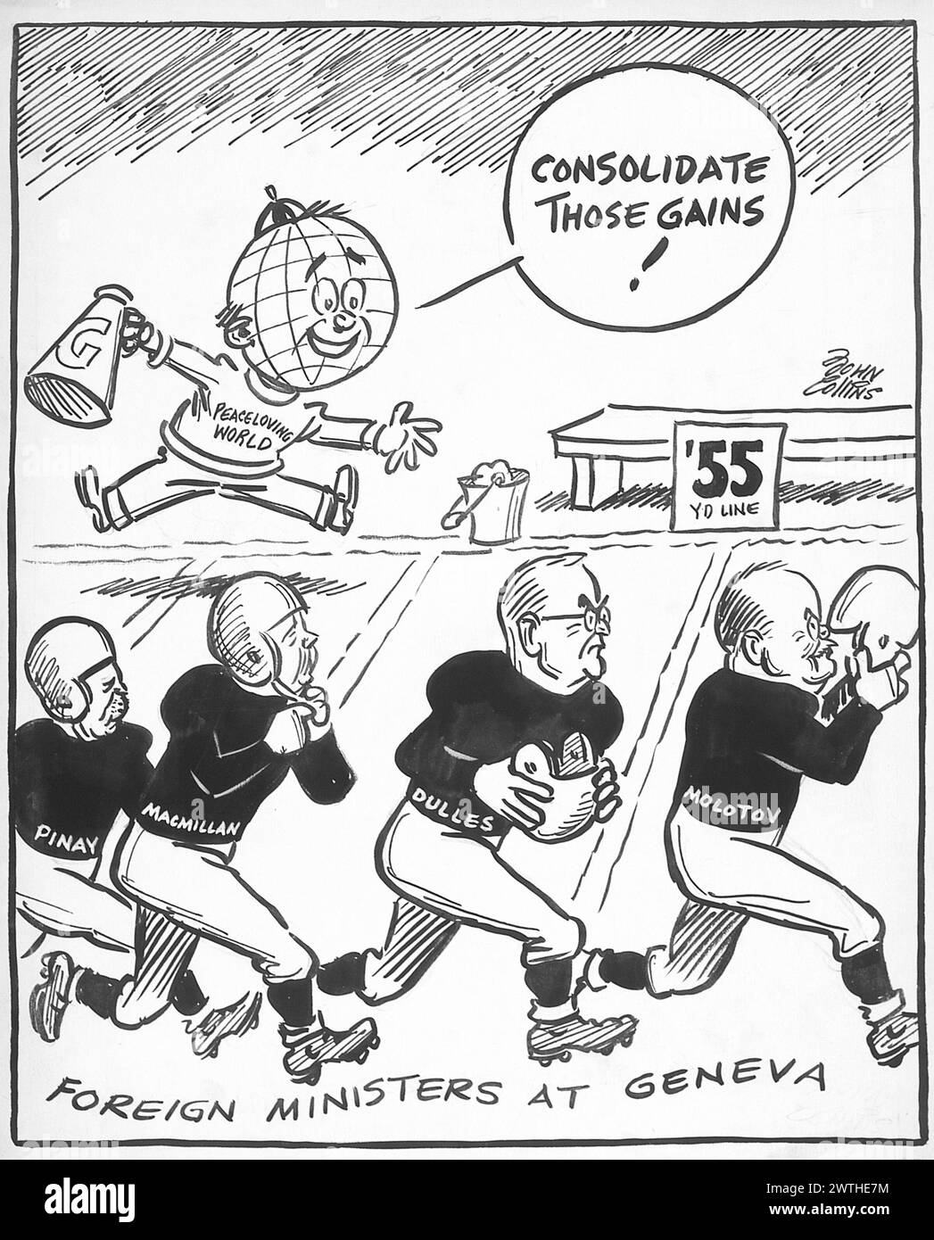 Cartoon - The Second Team Goes in. John Collins (1917-2007 Stock Photo ...