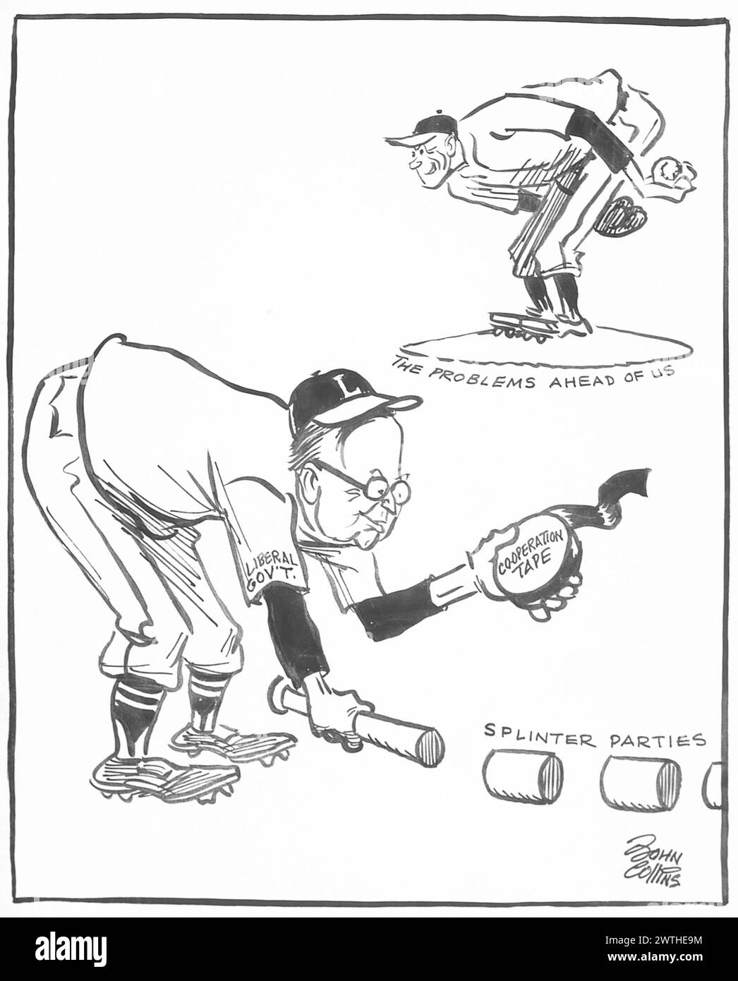 Cartoon - Batter Up. John Collins (1917-2007 Stock Photo - Alamy