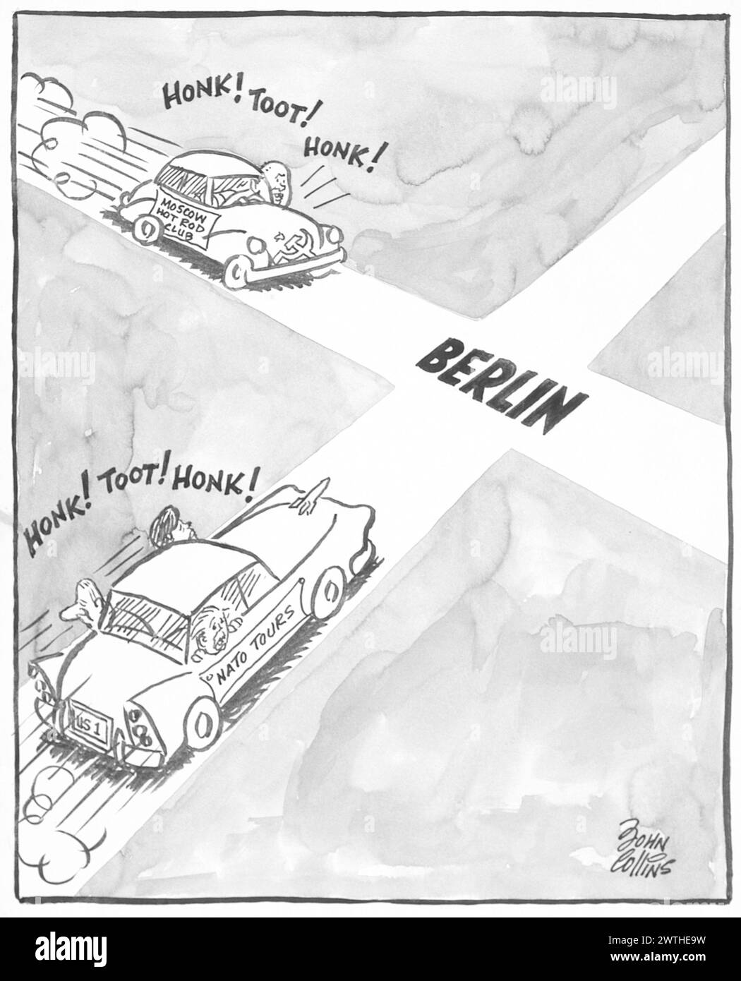 Cartoon - Dangerous Intersection. John Collins (1917-2007 Stock Photo - Alamy