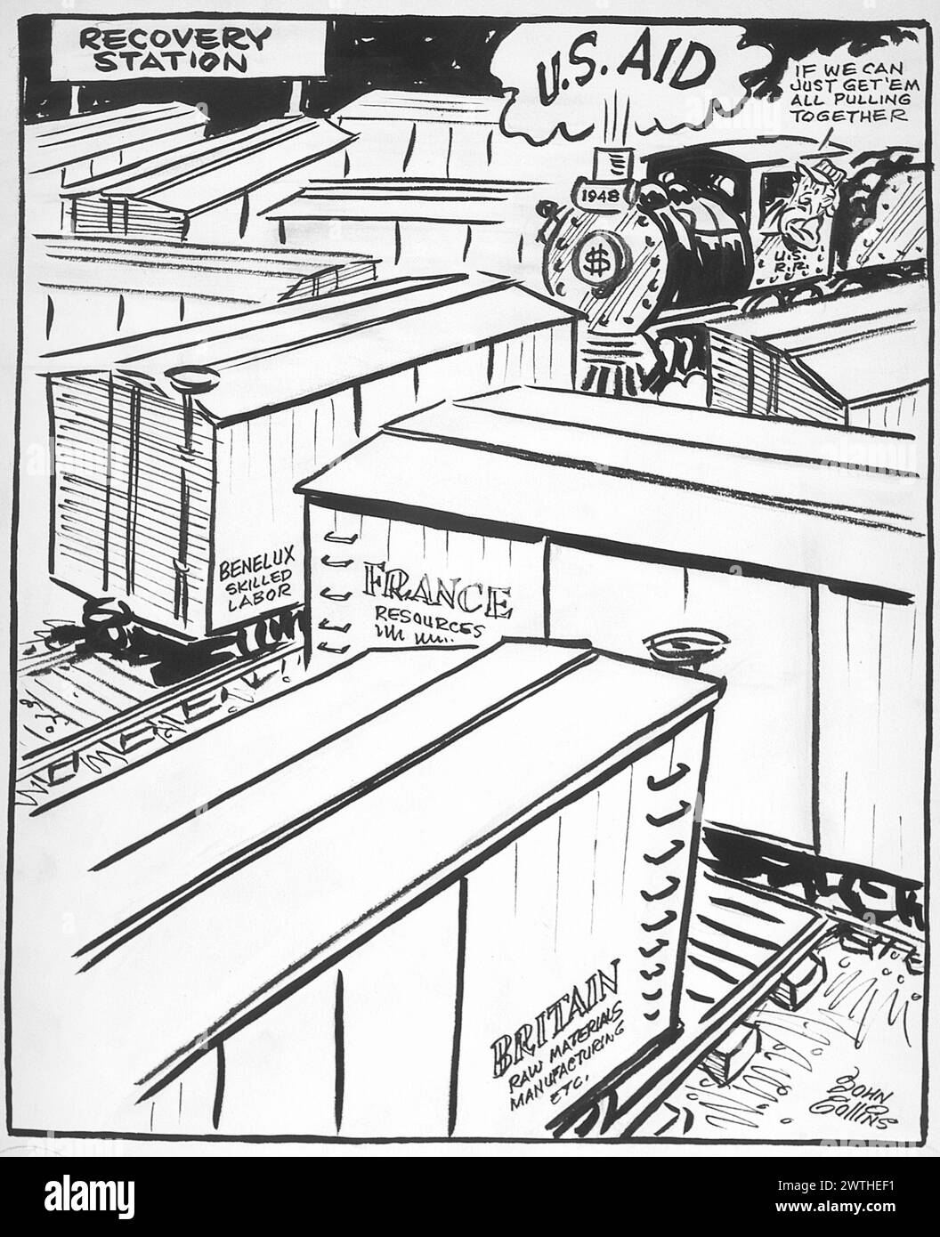 Cartoon - Marshalling Yard. John Collins (1917-2007 Stock Photo - Alamy