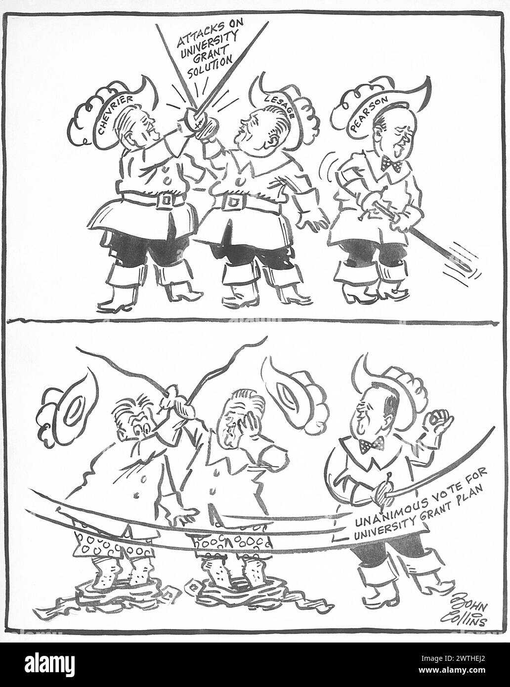 Cartoon - The Three Musketeers. John Collins (1917-2007 Stock Photo - Alamy