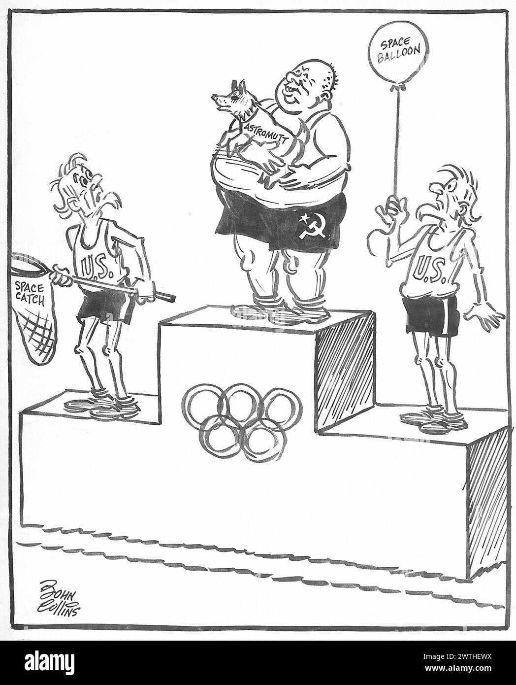 Cartoon - Space Olympics. John Collins (1917-2007 Stock Photo - Alamy