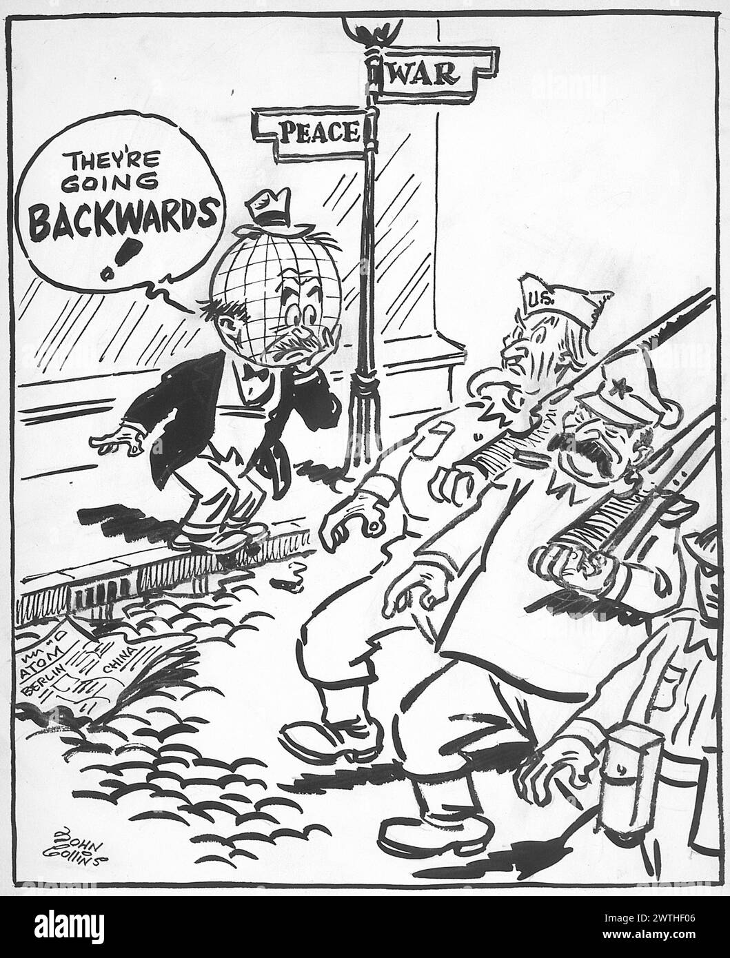 Cartoon - Armistice Day Parade. John Collins (1917-2007 Stock Photo - Alamy