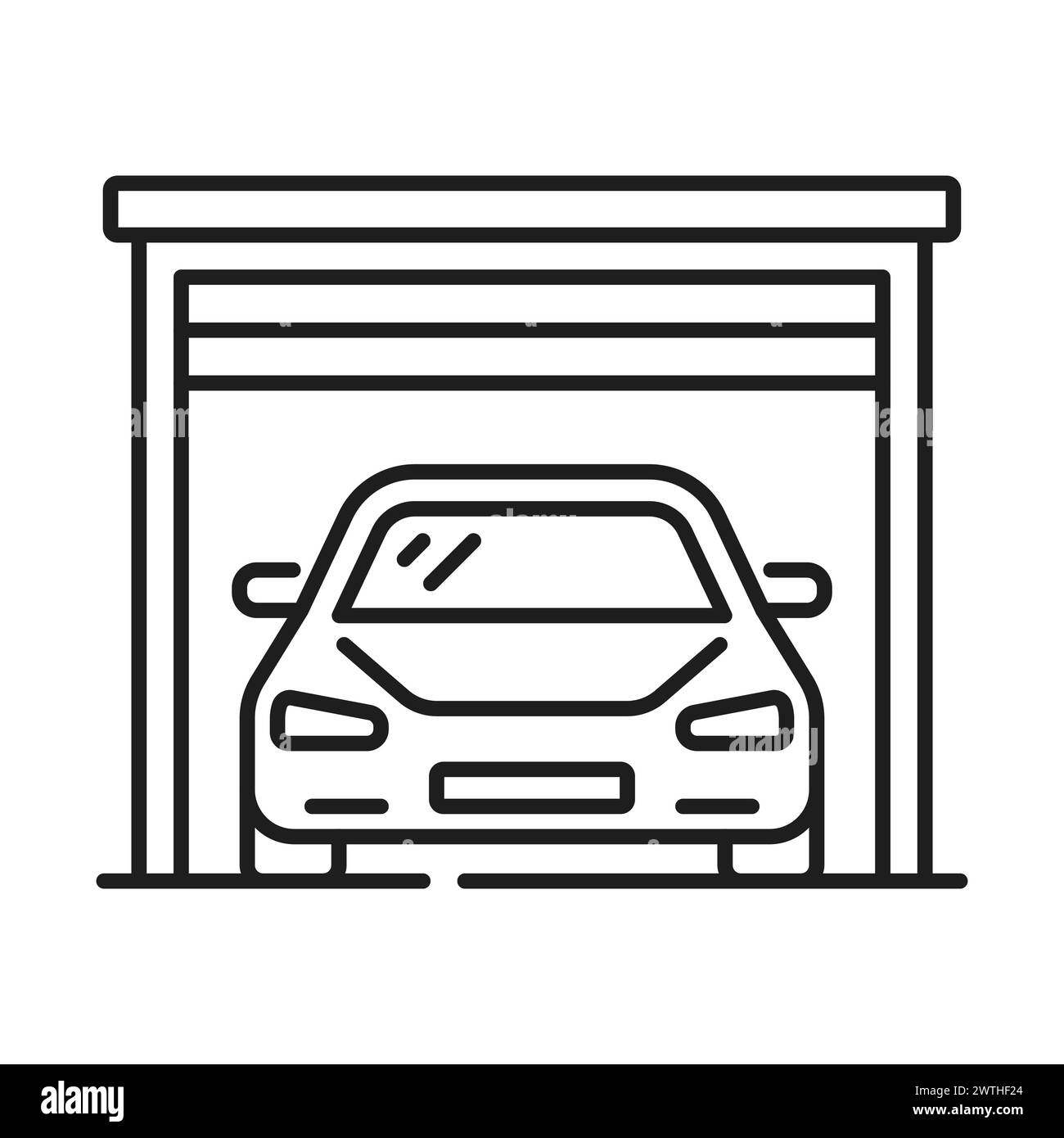 Vehicle parking and garage service line icon. Vehicle garage service ...