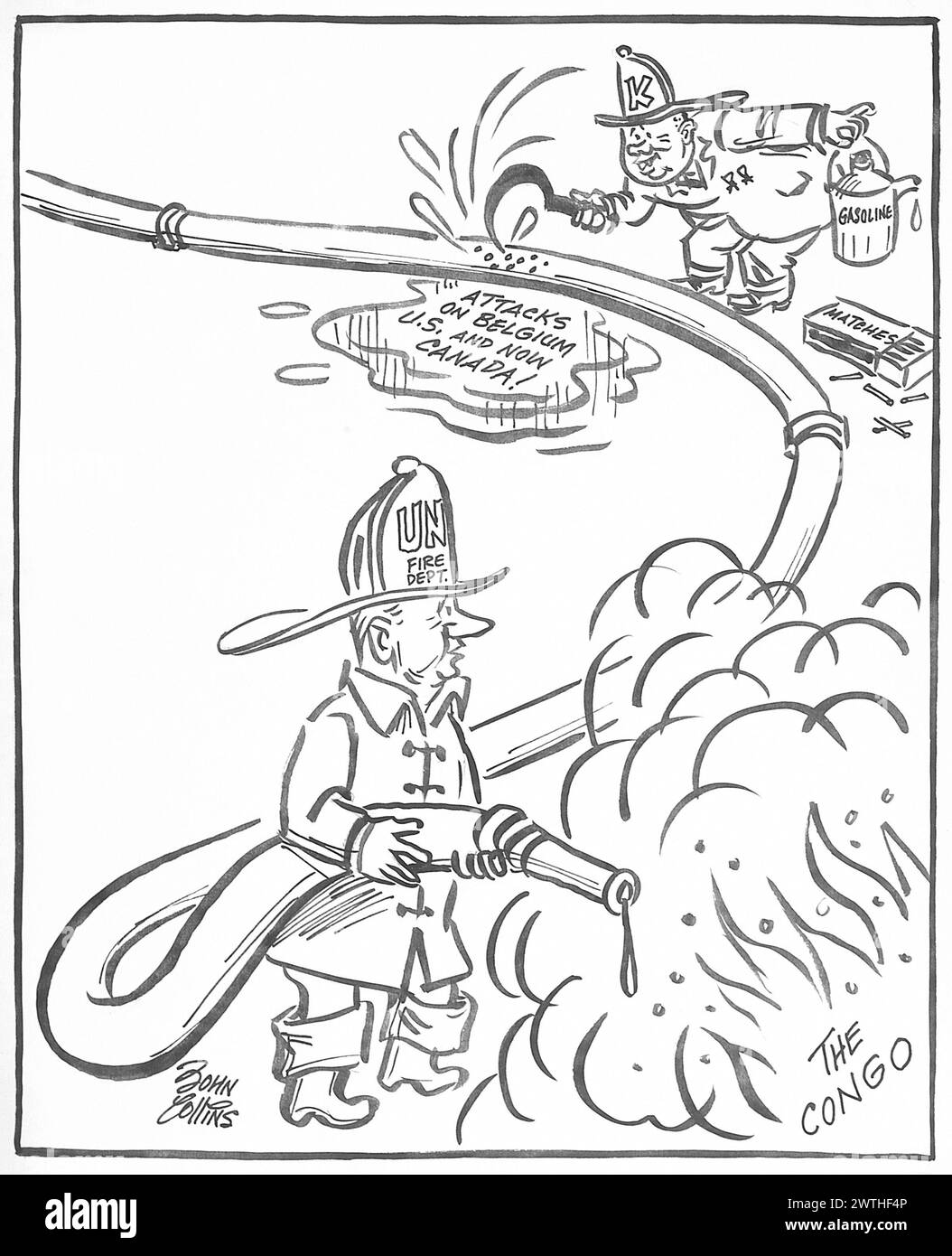 Cartoon - The Volunteer Fireman. John Collins (1917-2007 Stock Photo ...