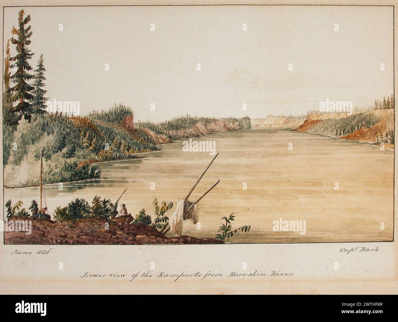 Watercolour - Lower view of the Ramparts from Hare-skin River Sir ...