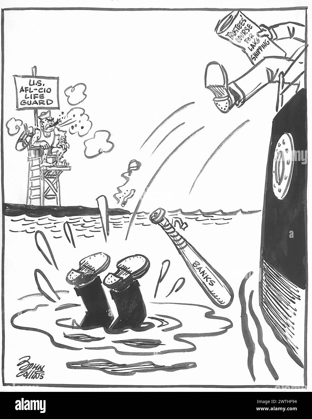 Cartoon - Man Overboard !. John Collins (1917-2007 Stock Photo - Alamy