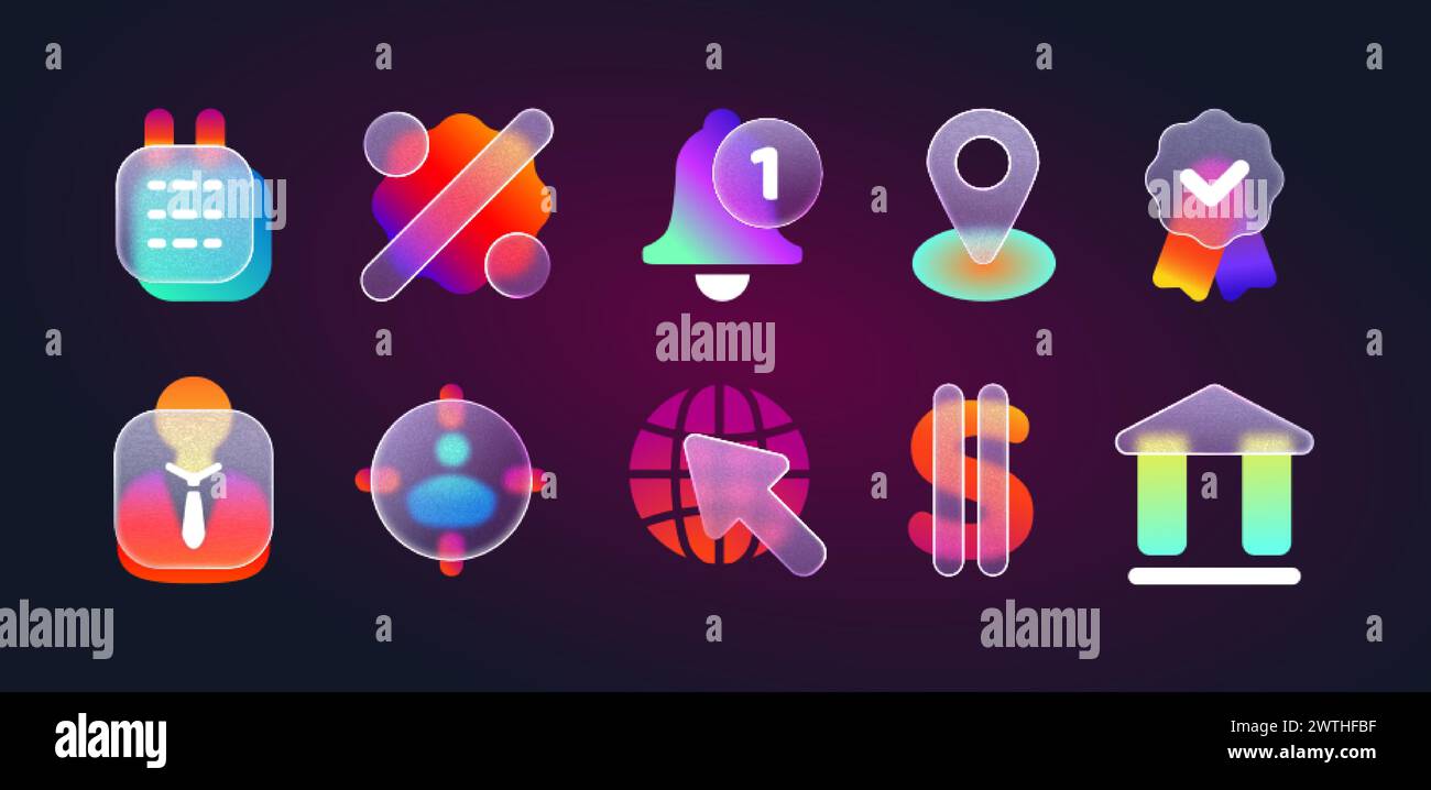 3d glassmorphism icons for website or mobile app. Transparent frosted glass morphism ui icon set ...
