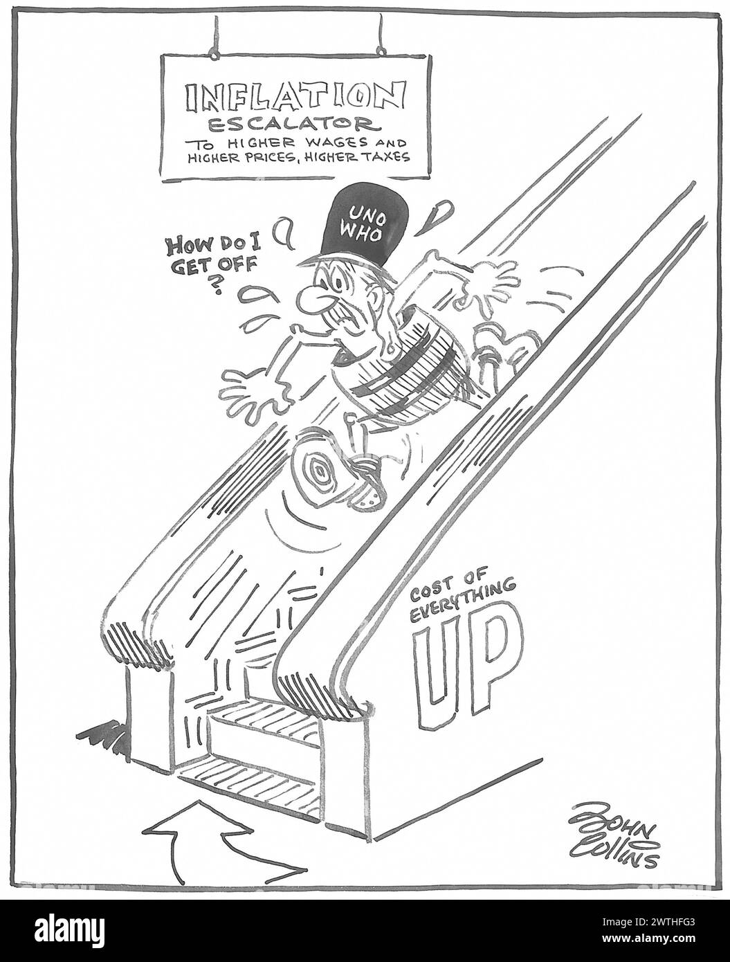Cartoon - Talking about Escalation. John Collins (1917-2007 Stock Photo ...