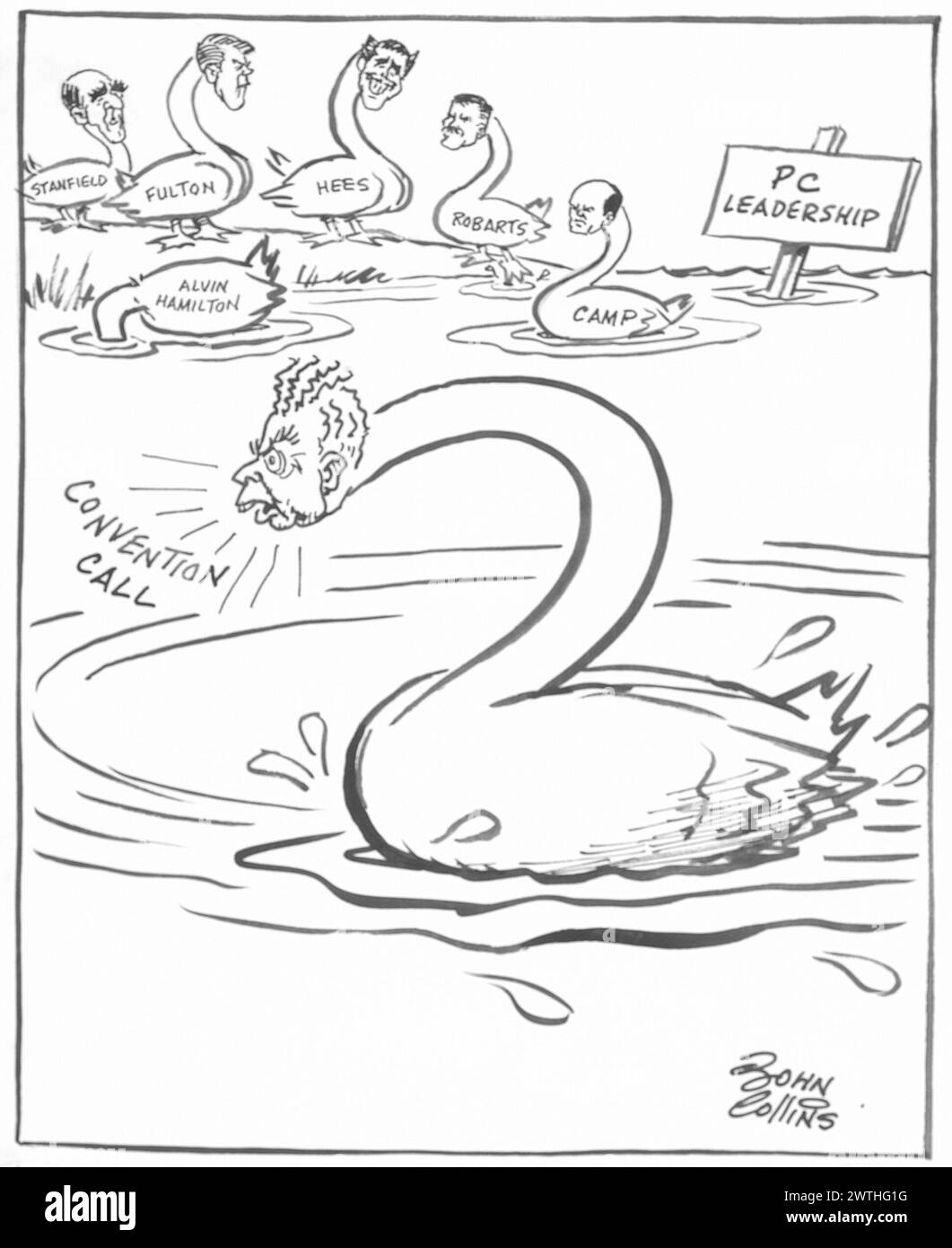 Cartoon - "This is No Swan Song"-Trumpets Mr. Diefenbaker. John Collins ...