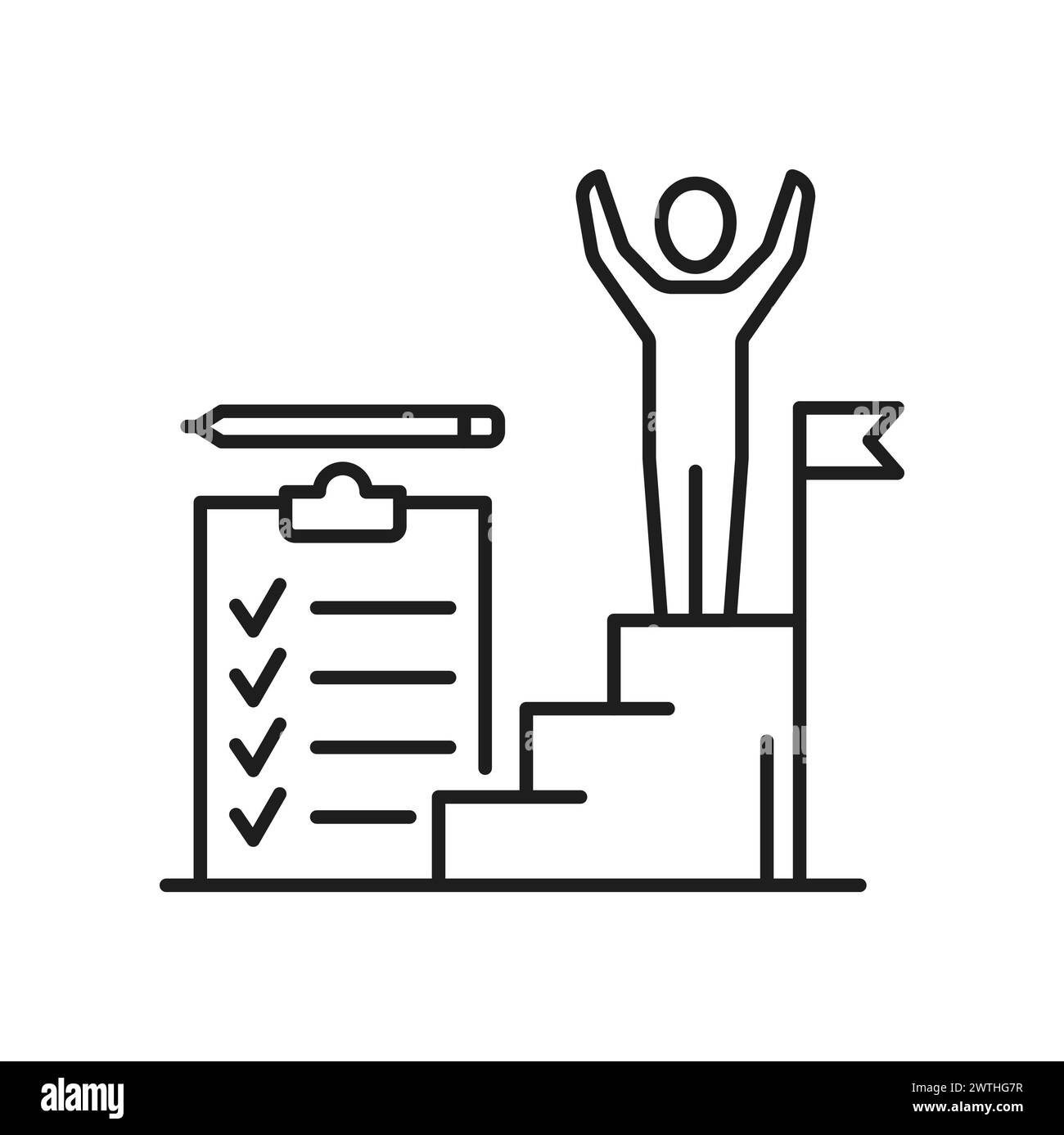 Planning icon, project goals management and schedule, vector line ...