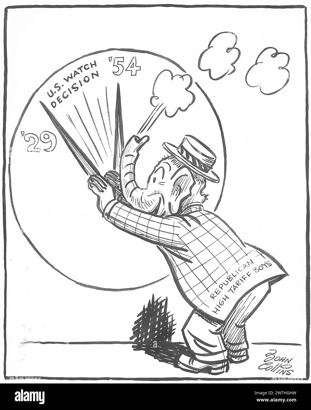 Cartoon - Turning Back the Clock. John Collins (1917-2007 Stock Photo ...