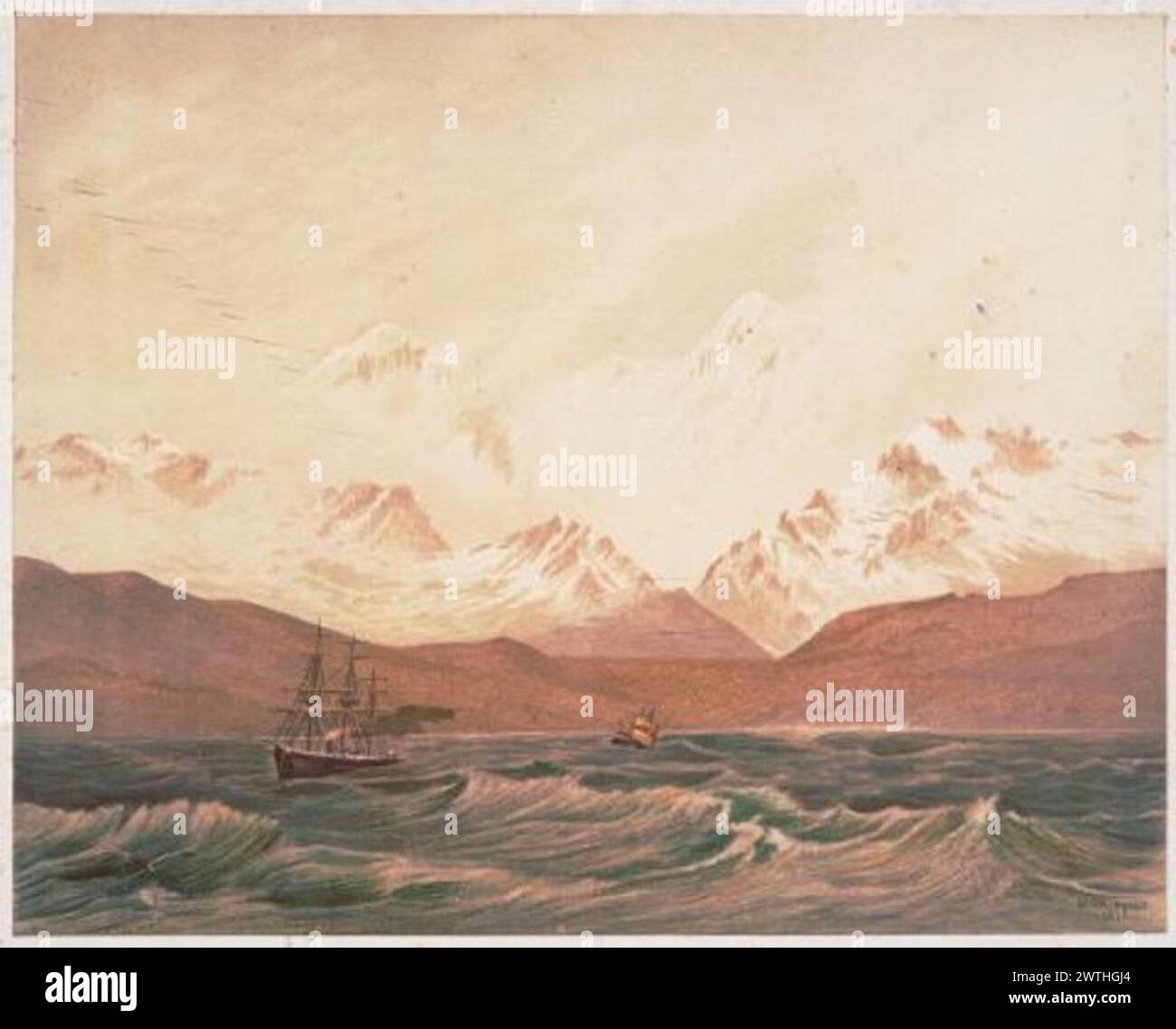 Mount Cook and Mount Tasman from the West Coast prints, lithographs ...
