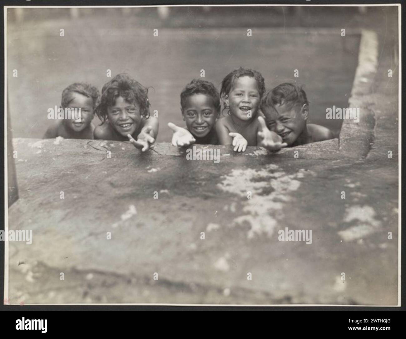 Five children in a pool. From the album: Summers album gelatin silver ...
