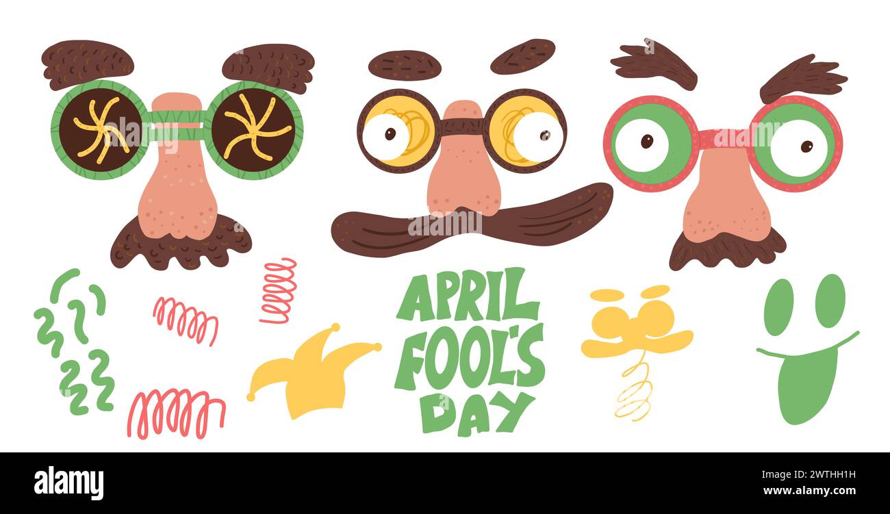 April fools day elements and lettering. Holiday banners design for ...