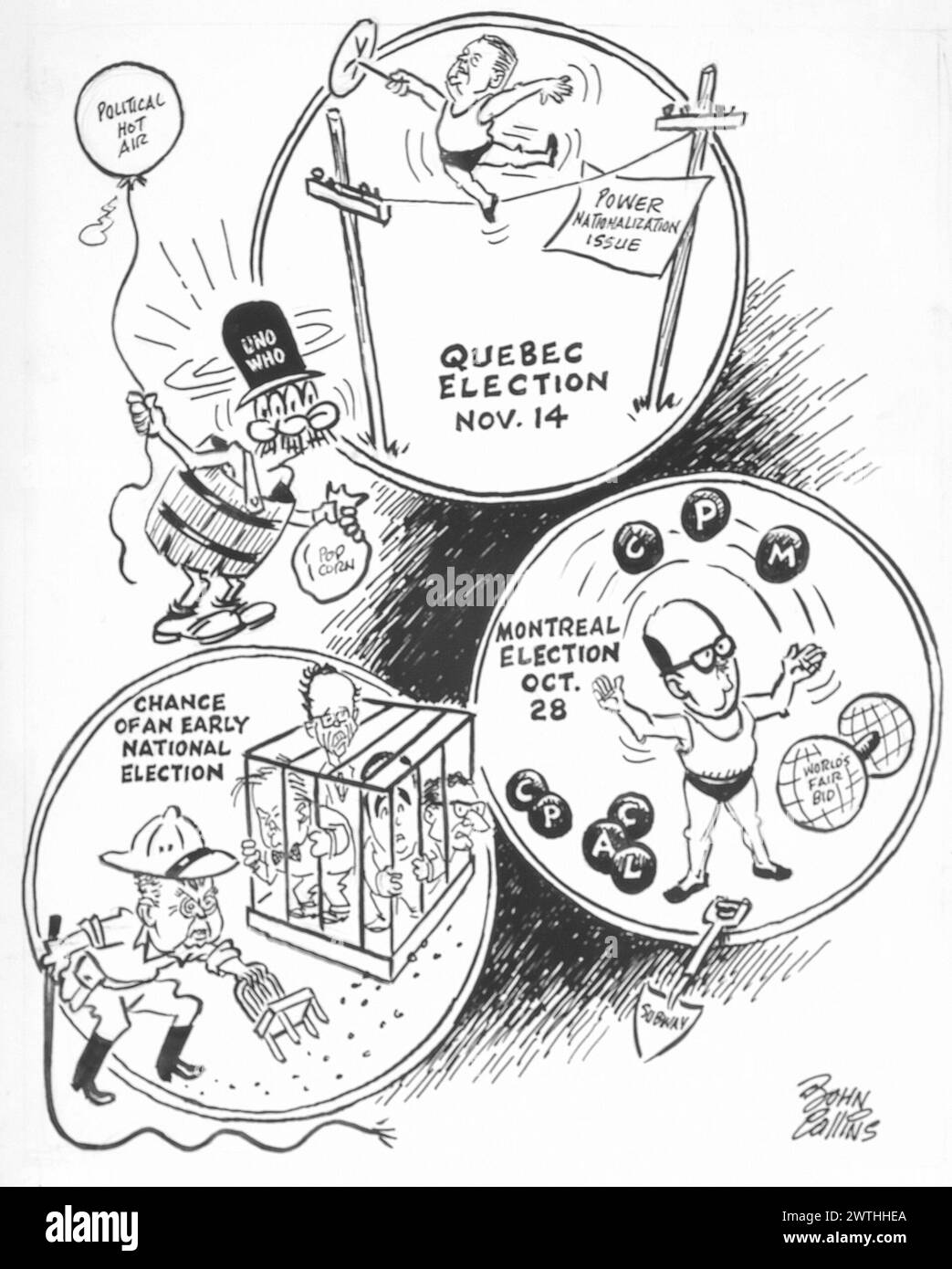 Cartoon - Three Ring Circus. John Collins (1917-2007 Stock Photo - Alamy