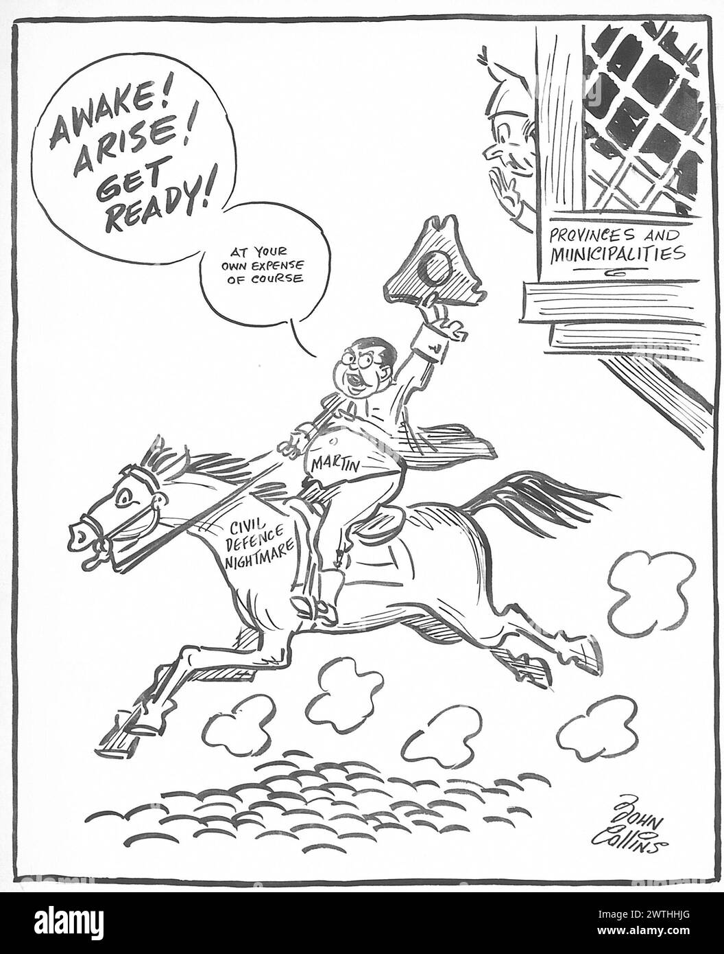 Cartoon - Paul Revere-1954. John Collins (1917-2007 Stock Photo - Alamy