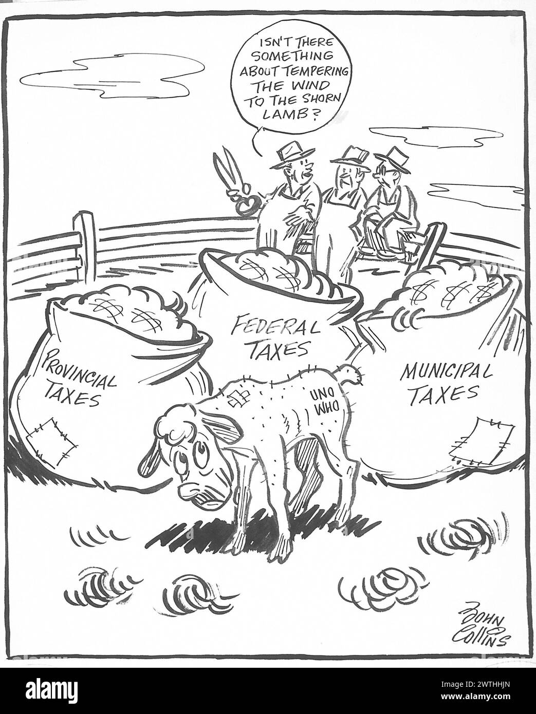 Cartoon - Maybe Leave a Little Wool to Pull Over His Eyes. John Collins ...