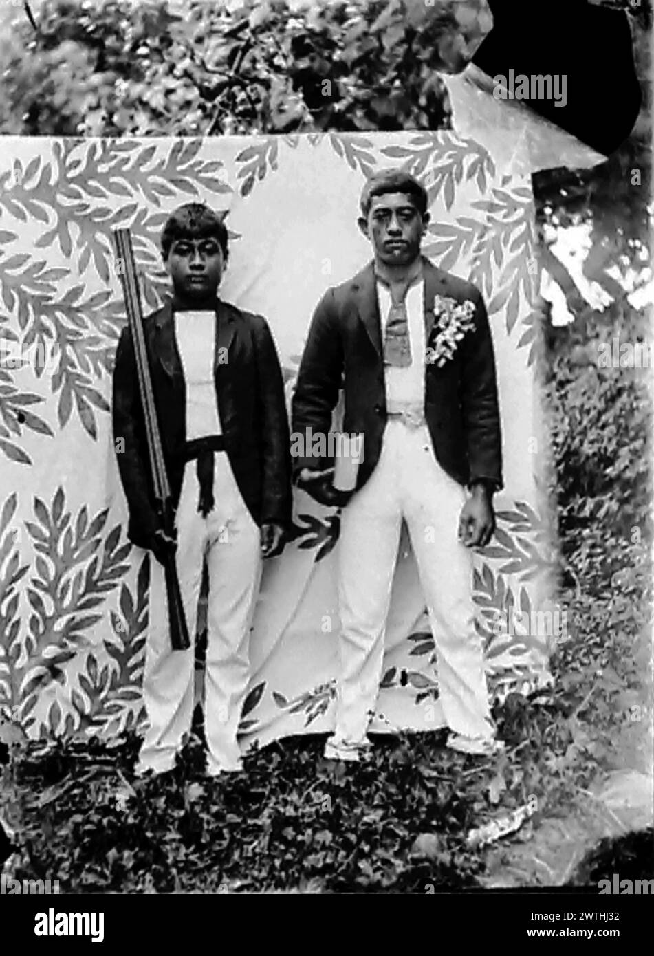 Two young men from Titikaveka black-and-white negatives, portraits ...