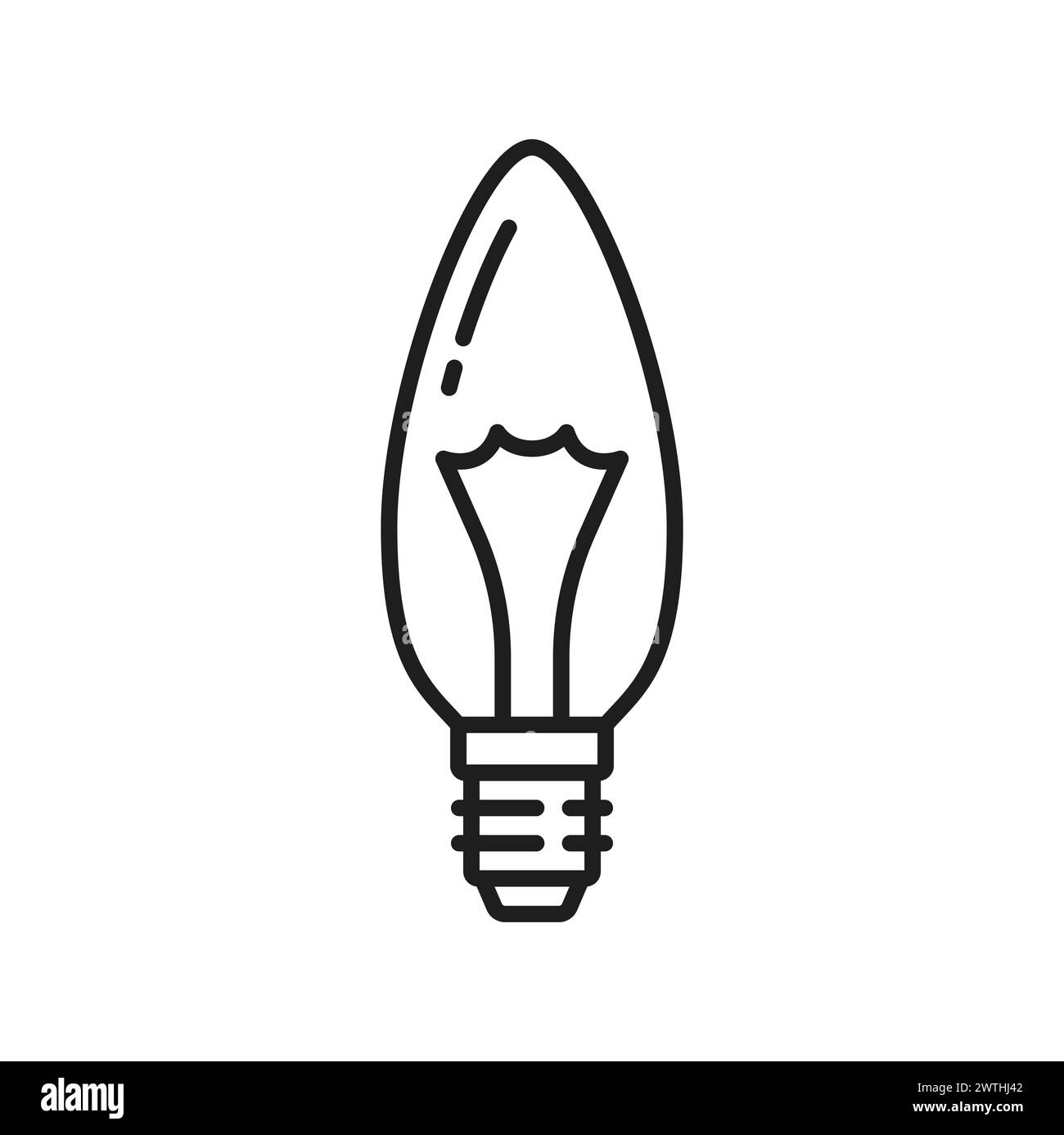 Incandescent candle light bulb, LED lamp line icon. Classic lightbulb ...