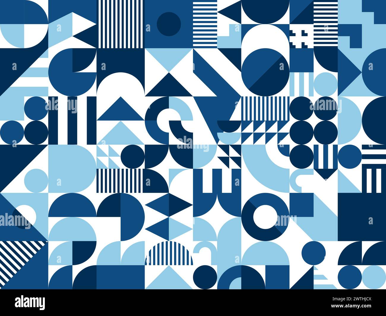 Abstract modern blue marine geometric pattern. Vector mosaic tile ...