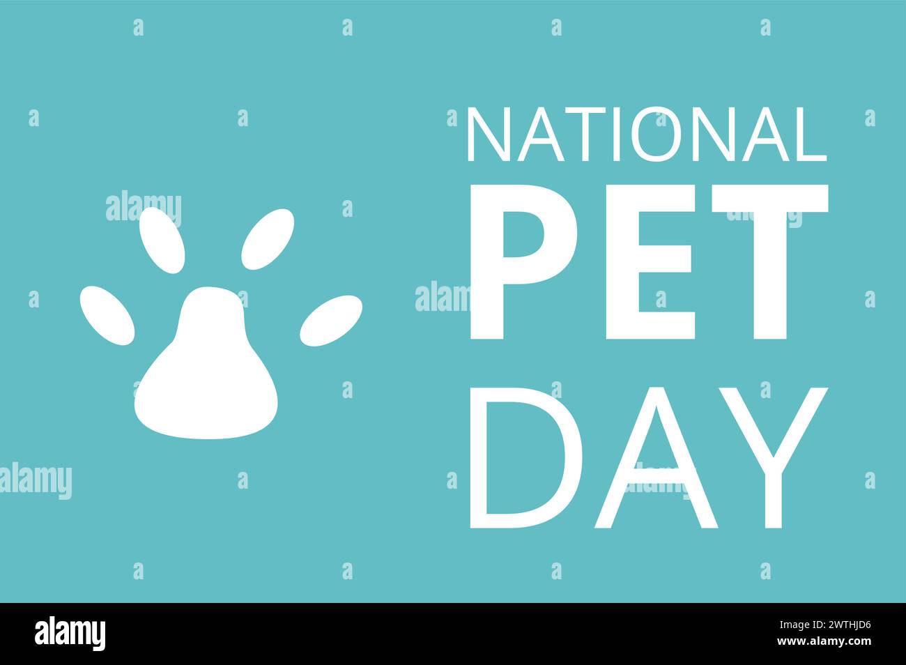 National Pet Day cards set. Domestic animal paw holiday design greeting ...